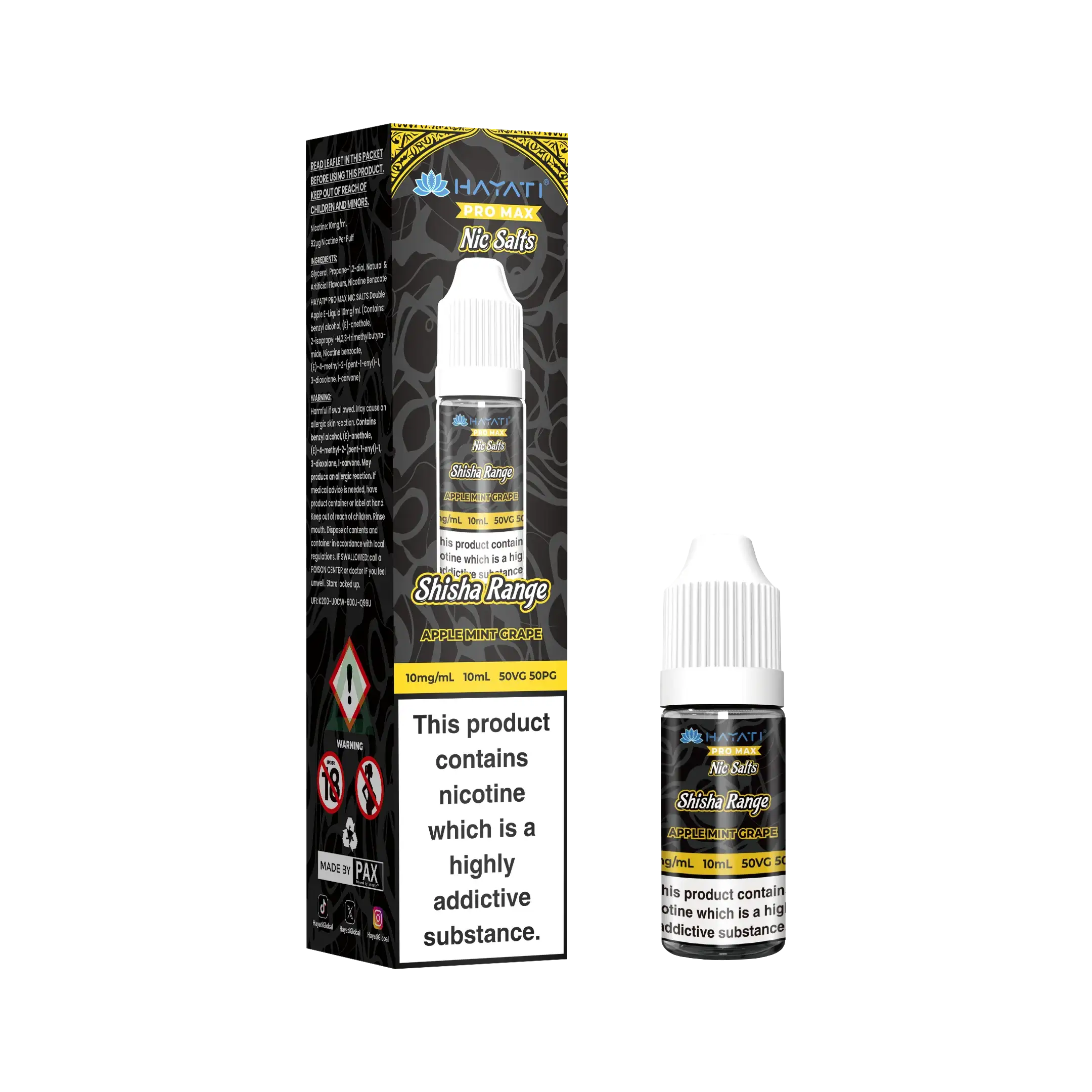 Hayati Pro Max Nic Salts Shisha Range - 10MG